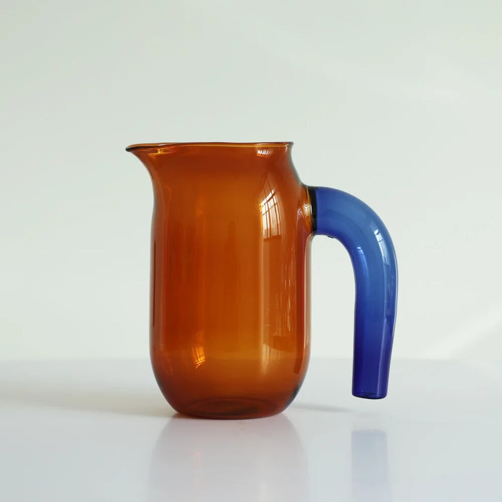 Harper Pitcher & Glass Set - Amber & Cobalt Glass for Aesthetic Vibes ...